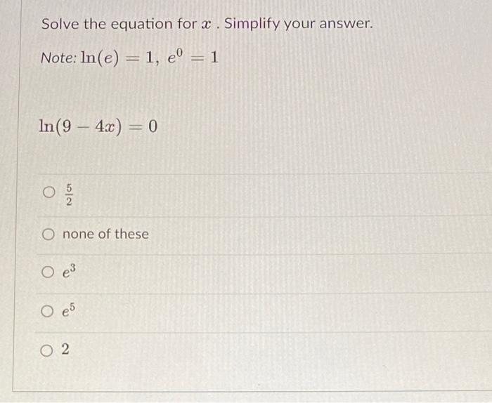 Solved Solve the equation for x. Simplify your answer. Note: | Chegg.com