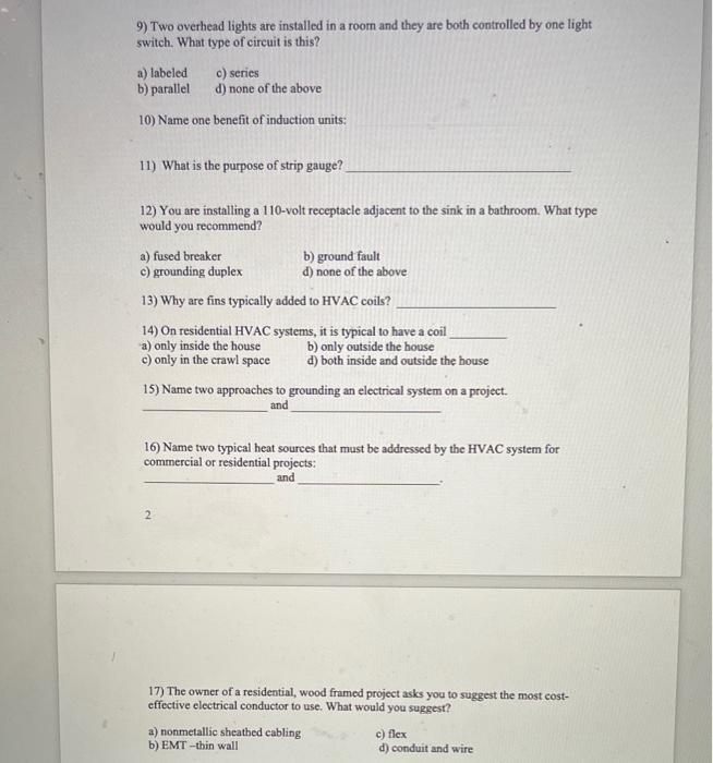 Solved 2) What are the typical voltages used in light | Chegg.com