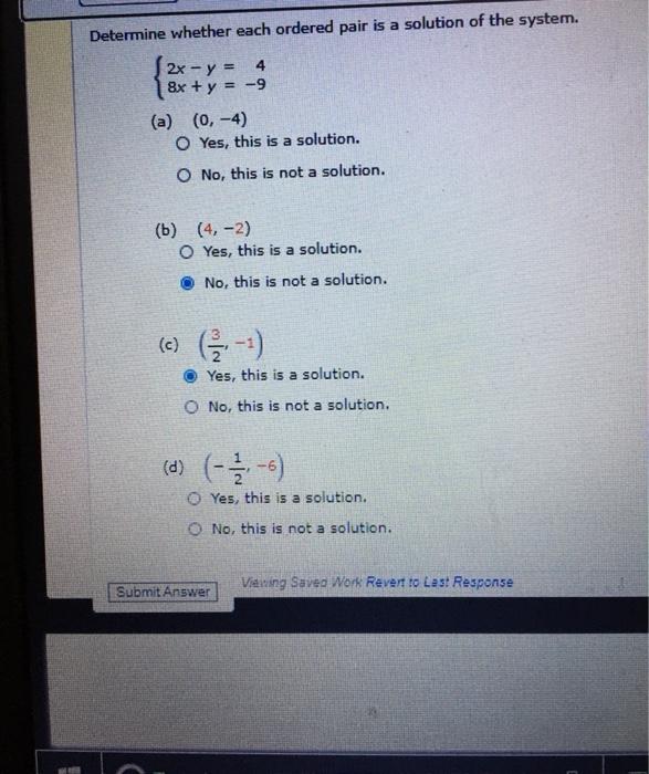 Solved Determine Whether Each Ordered Pair Is A Solution Of
