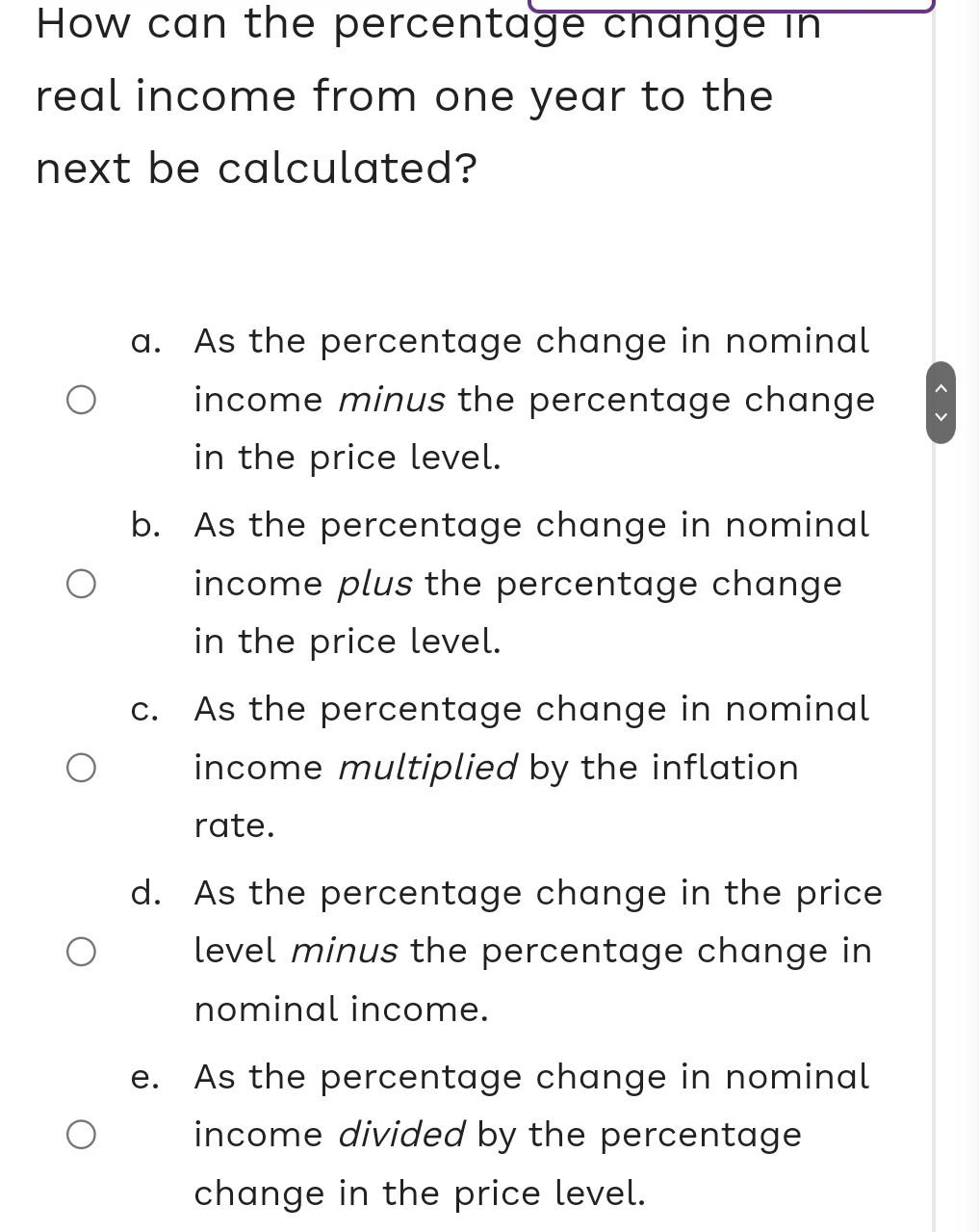 Solved How can the percentage change in real income from one | Chegg.com