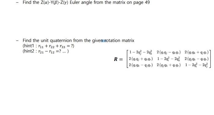 Rotation matrix Angle representation : W-V-W | Chegg.com