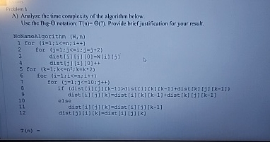 Solved Problem 1A) ﻿Analyze the time complexity of the | Chegg.com