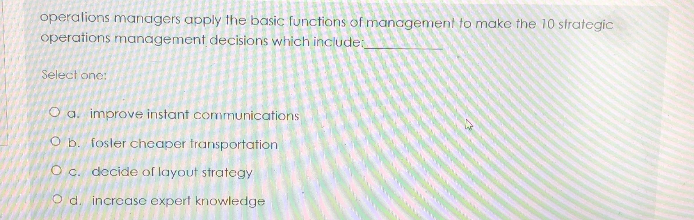 Solved operations managers apply the basic functions of | Chegg.com
