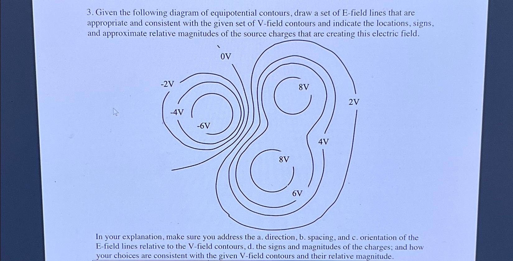 Solved Given the following diagram of equipotential | Chegg.com