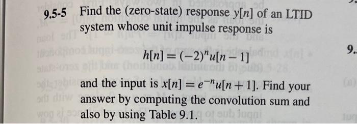 Solved .5-5 Find the (zero-state) response y[n] of an LTID | Chegg.com
