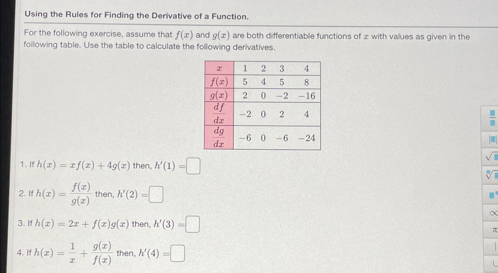 Solved Using the Rules for Finding the Derivative of a | Chegg.com