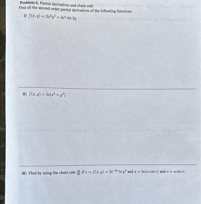 Solved Problem 6. Partial derivatives and chain rule Find | Chegg.com