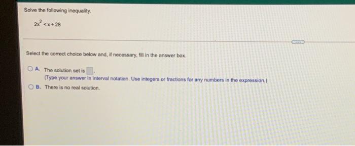 Solved Solve the following inequality 2? | Chegg.com