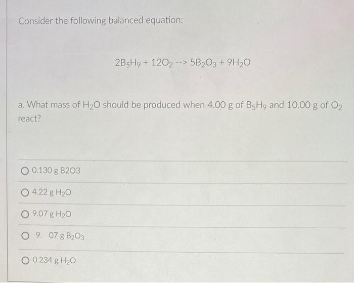Solved Consider the following balanced equation: 2 | Chegg.com