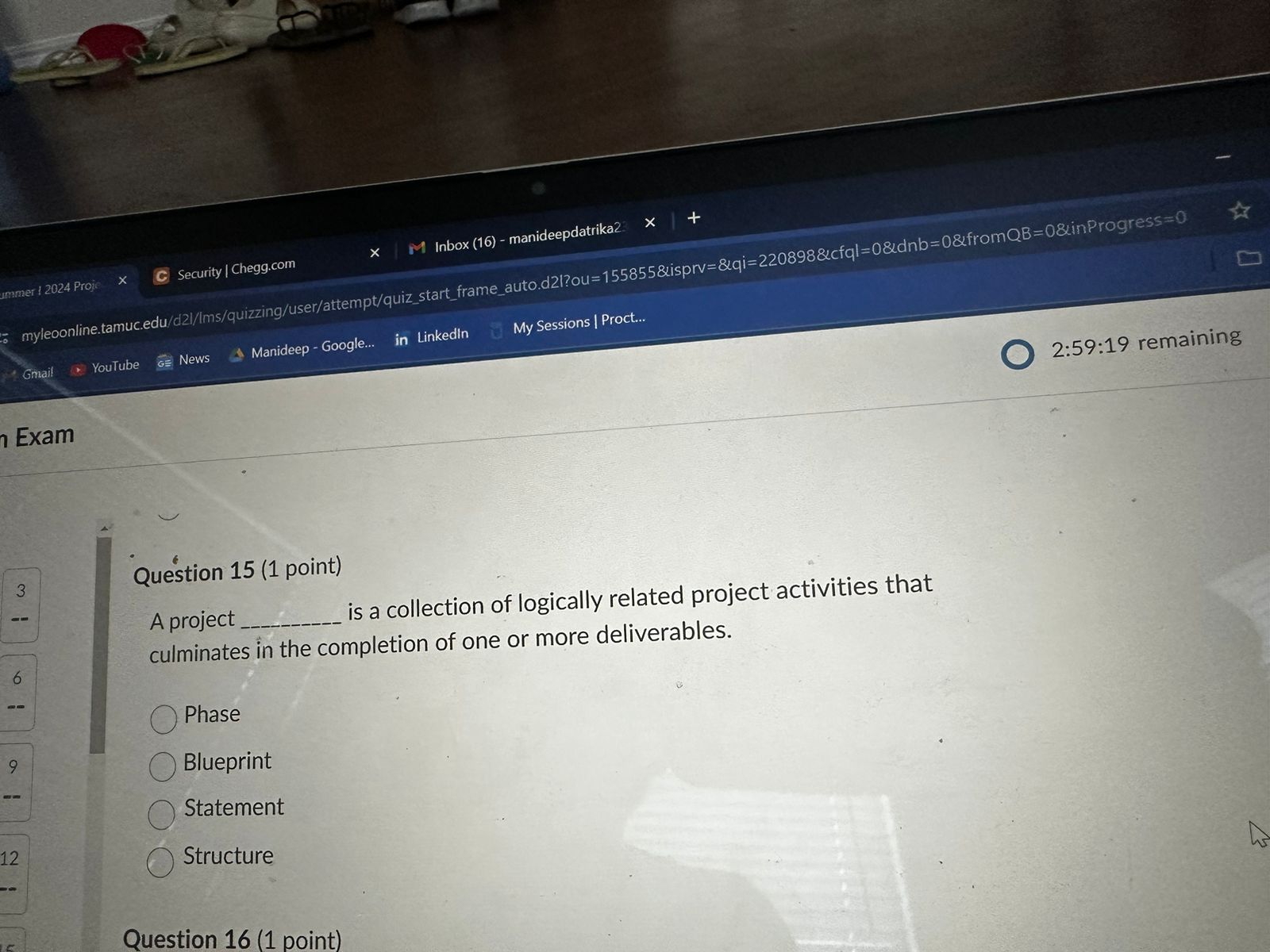 Solved Question 15 (1 ﻿point)A projectis a collection of | Chegg.com
