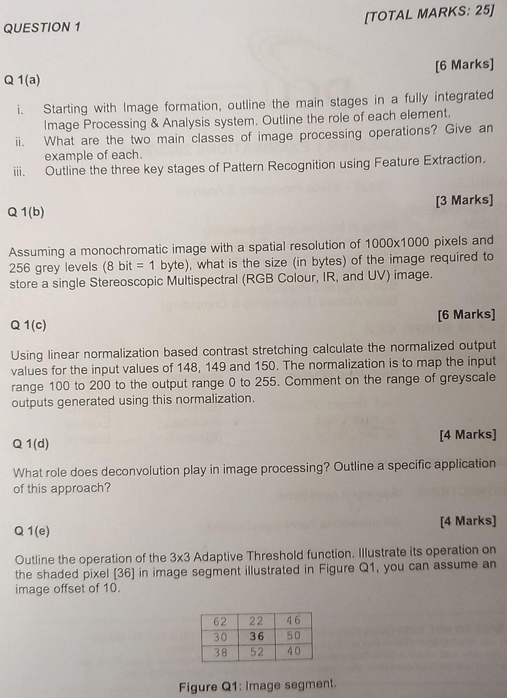 Solved Q 1(a) [6 Marks] i. Starting with Image formation, | Chegg.com
