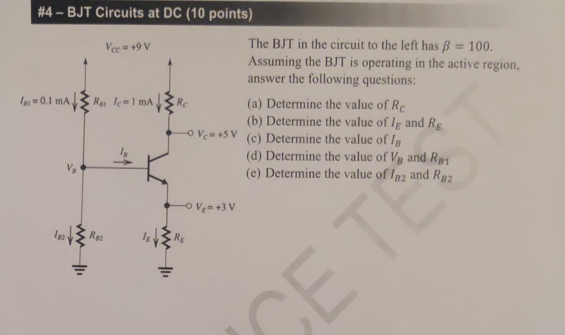 Solved #4−BJT Circuits at DC (10 points) The BJT in the | Chegg.com