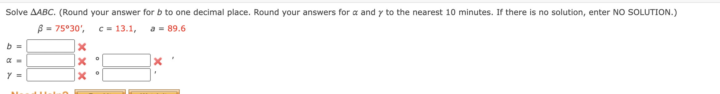 Solved Solve ????ABC. (Round your answer for b ﻿to one | Chegg.com
