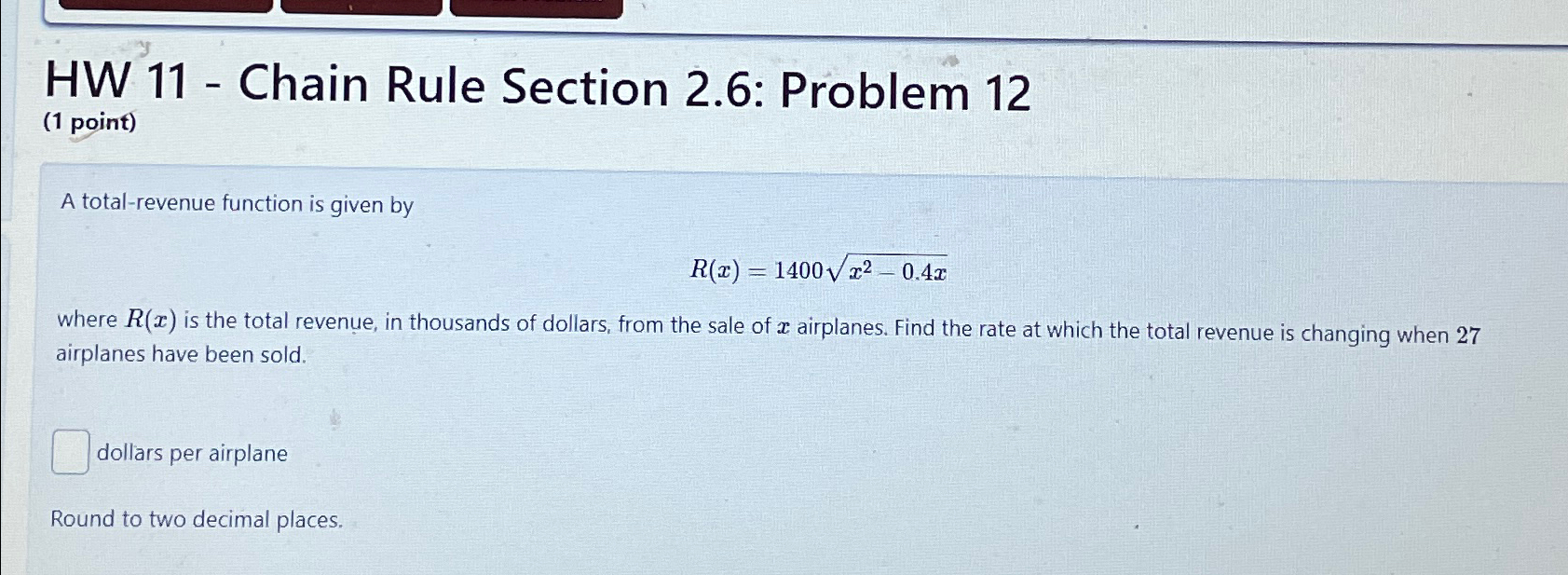 Solved HW 11 - ﻿Chain Rule Section 2.6: Problem 12(1 | Chegg.com