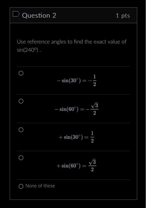 Solved Use reference angles to find the exact value of | Chegg.com
