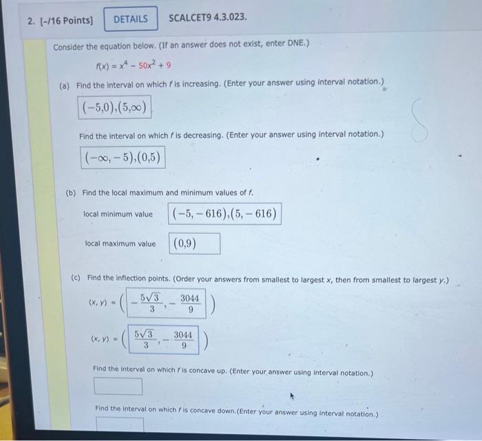 Solved Consider the equation below. (If an answer does not | Chegg.com