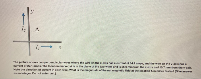 Solved 12 A 1 → x The picture shows two perpendicular wires | Chegg.com