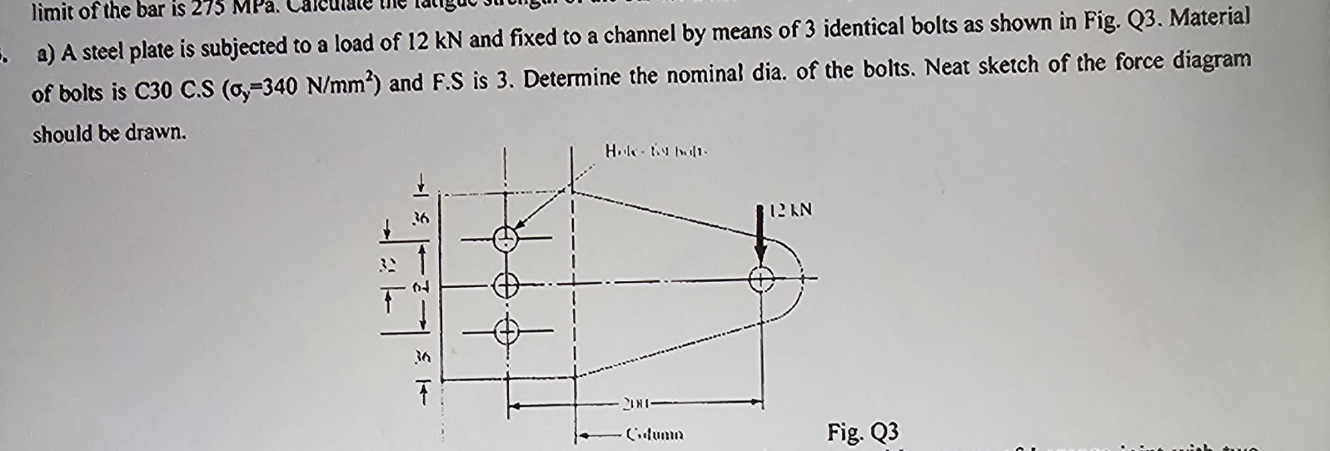 Solved a) ﻿A steel plate is subjected to a load of 12kN ﻿and | Chegg.com