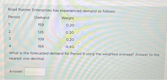 Solved Road Runner Enterprises has experienced demand as | Chegg.com