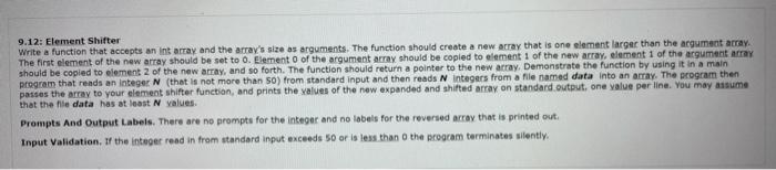 Solved 9.12: Element Shifter Write a function that accepts | Chegg.com