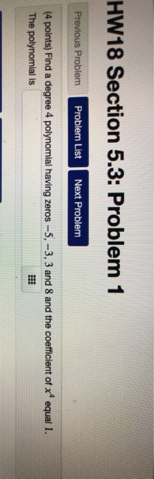 Solved HW18 Section 5.3: Problem 1 Previous Problem Problem | Chegg.com