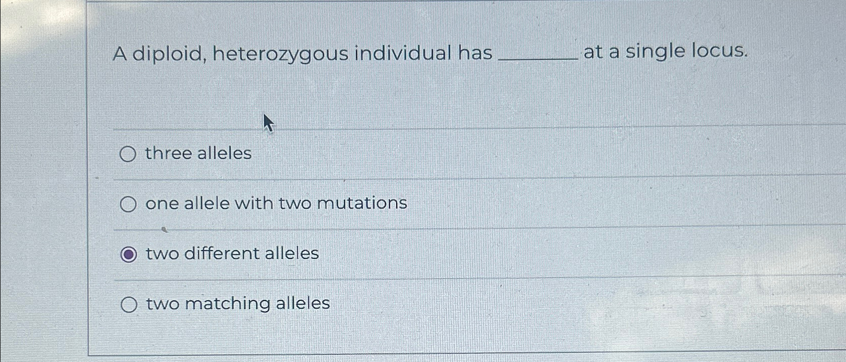 Solved A diploid, heterozygous individual has at a single | Chegg.com