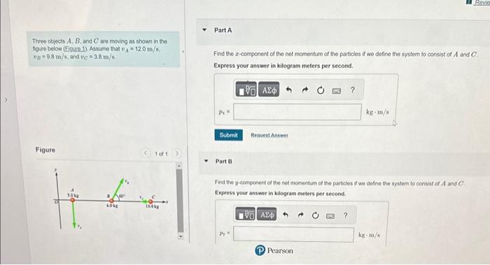 Solved Three objects A,B, and C are moving as shown in the | Chegg.com