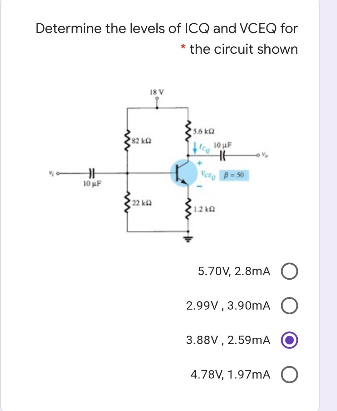 Solved Determine the levels of ICQ and VCEQ for * the | Chegg.com