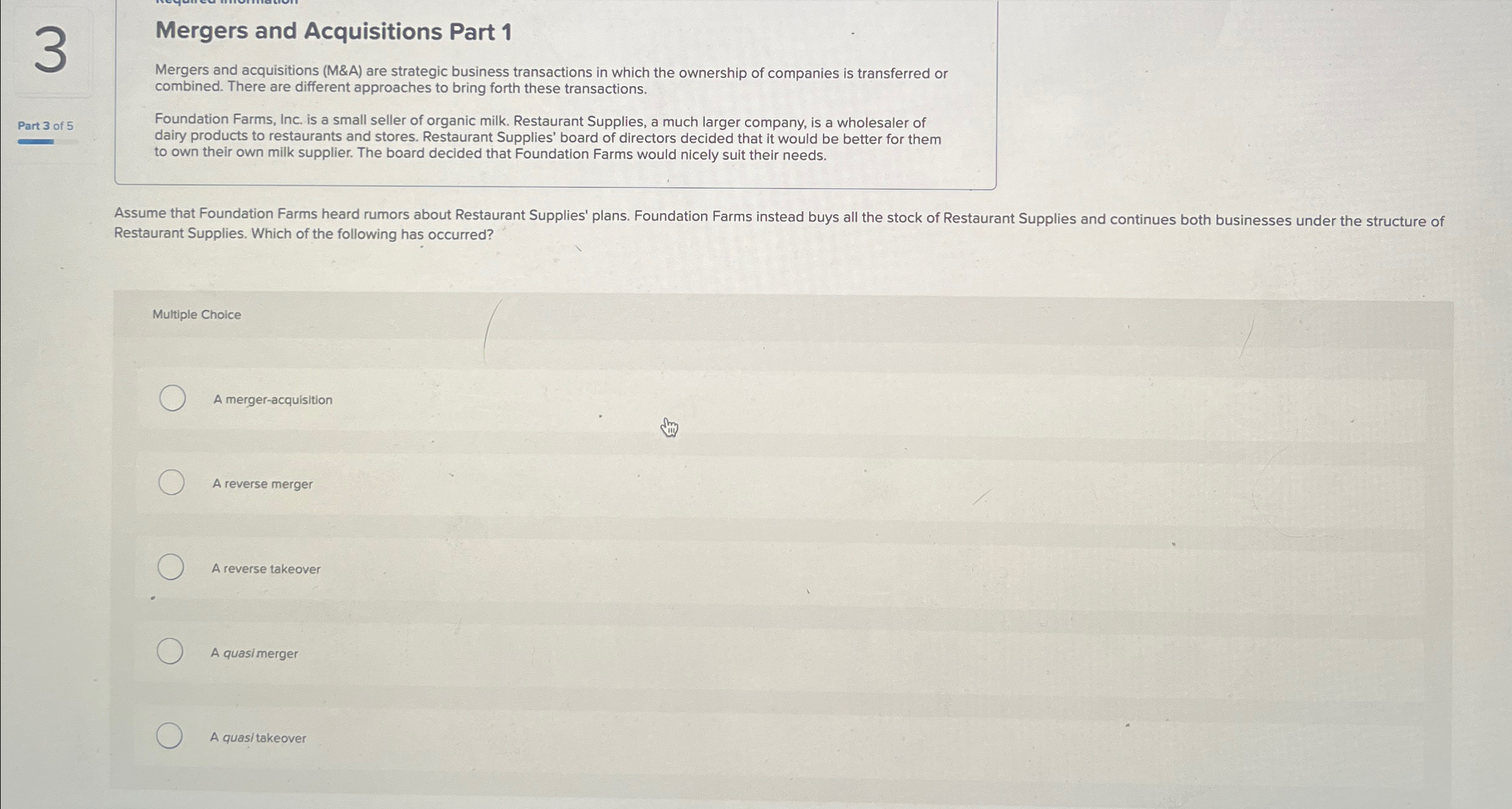 Solved 3Mergers and Acquisitions Part 1Mergers and | Chegg.com