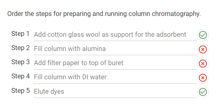 Solved Order the steps for preparing and running column | Chegg.com