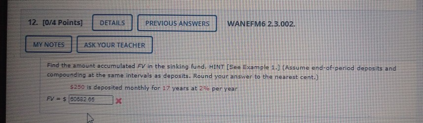 Solved 12. [0/4 Points] DETAILS PREVIOUS ANSWERS WANEFM6 | Chegg.com