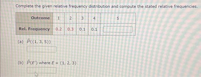 Solved Complete the given relative frequency distribution | Chegg.com