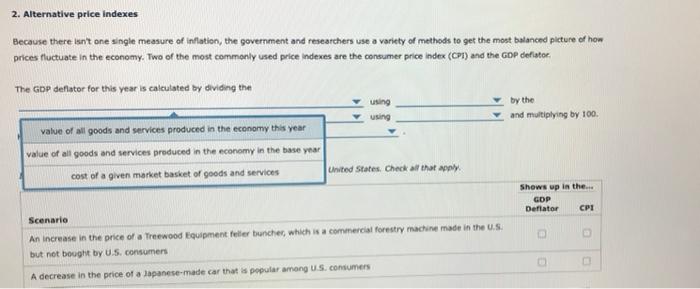 Solved 2. Alternative price indexes Because there isn't one | Chegg.com