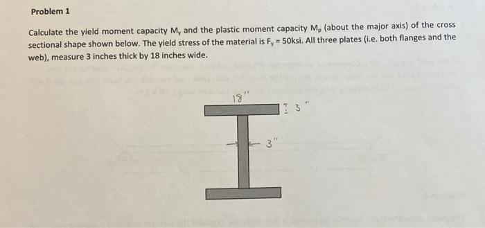 Solved Problem 1 Calculate the yield moment capacity M, and | Chegg.com