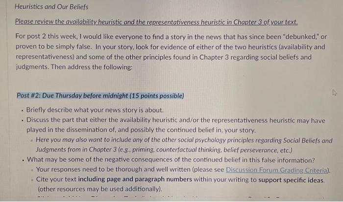Solved Please review the availability heuristic and the | Chegg.com