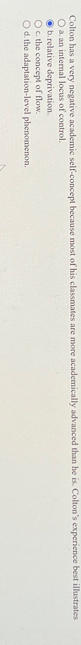 Solved Colton has a very negative academic self-concept | Chegg.com