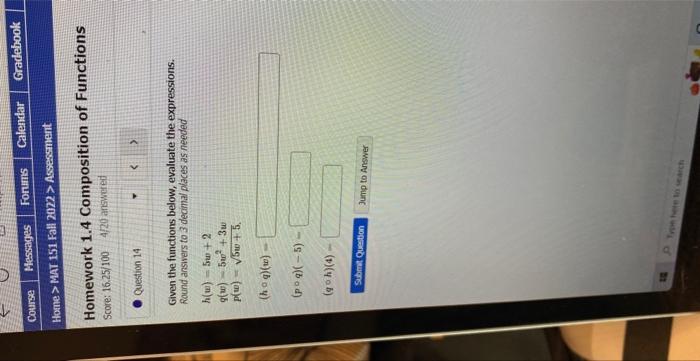 Solved Homework 1.4 Composition of Functions Score: | Chegg.com