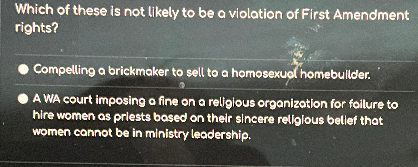 Solved Which of these is not likely to be a violation of | Chegg.com