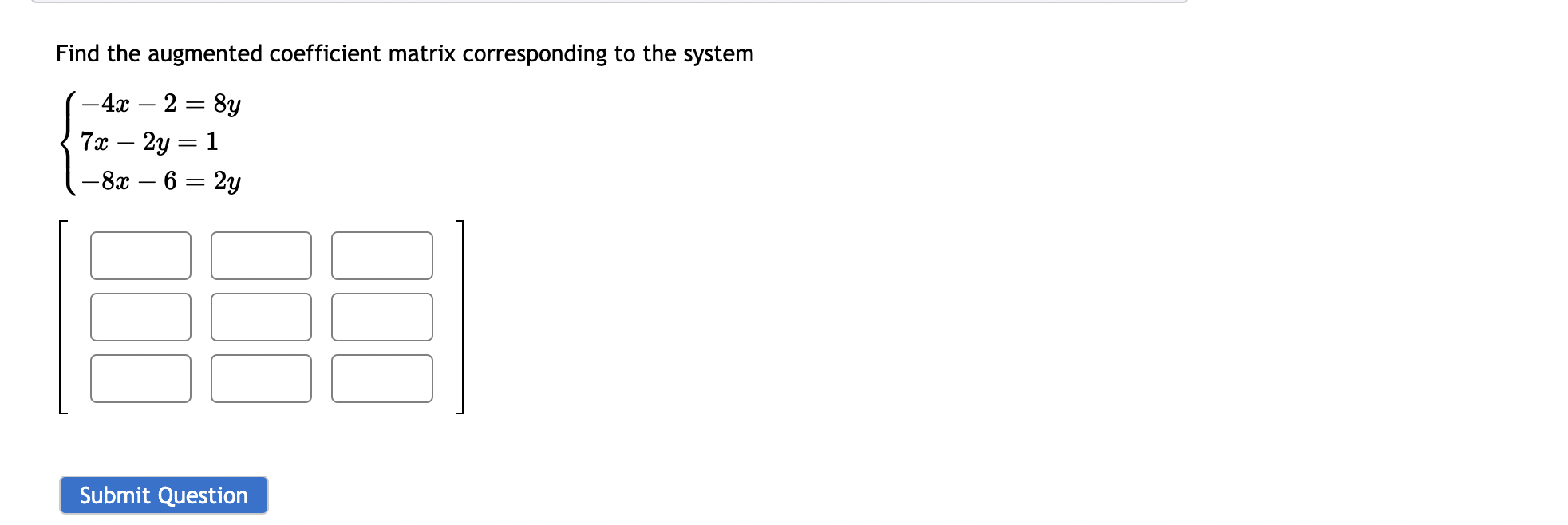 Solved Find the augmented coefficient matrix corresponding | Chegg.com