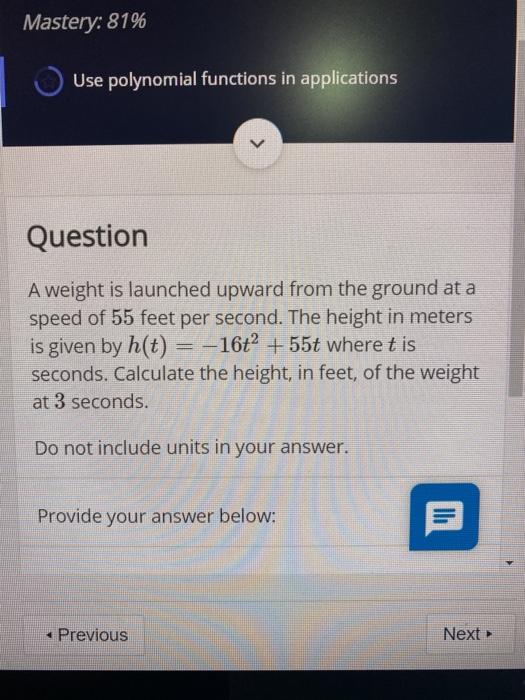 Solved Mastery: 81% Use polynomial functions in applications | Chegg.com