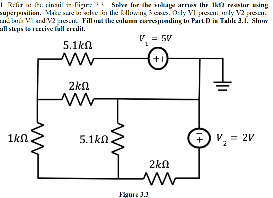 Solved Solve for the voltage across the 1kΩ ﻿resistor using | Chegg.com