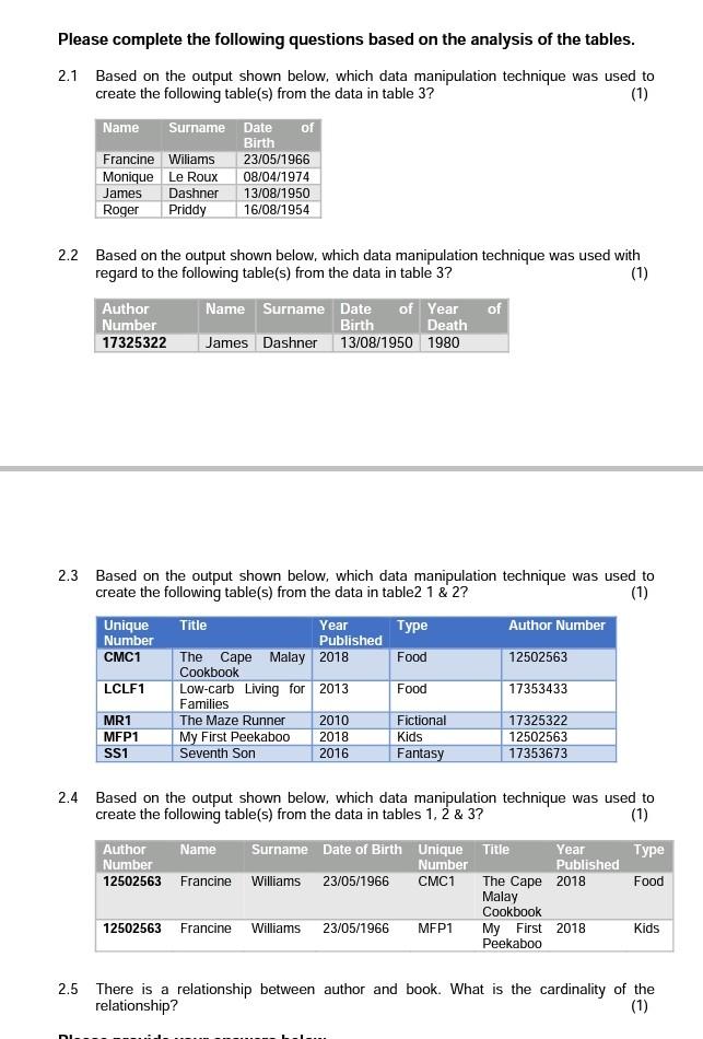 Please analyse the following tables thoroughly: Table | Chegg.com