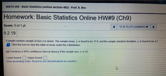 Solved MATH 203 - Basic Statistics (online section 402) - | Chegg.com