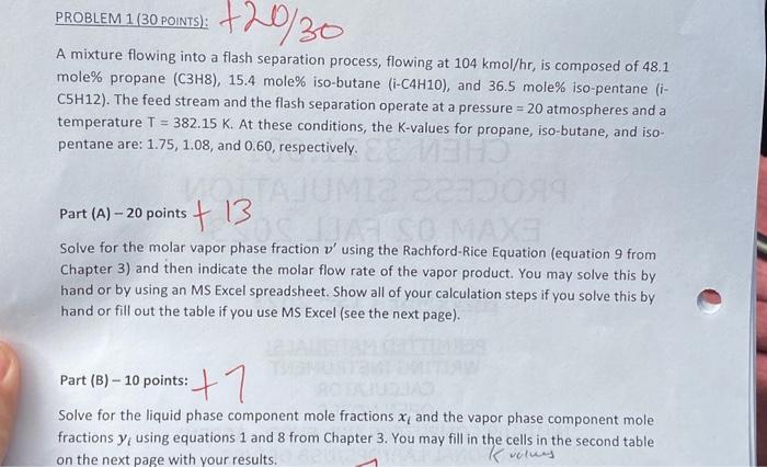 Solved A mixture flowing into a flash separation process, | Chegg.com