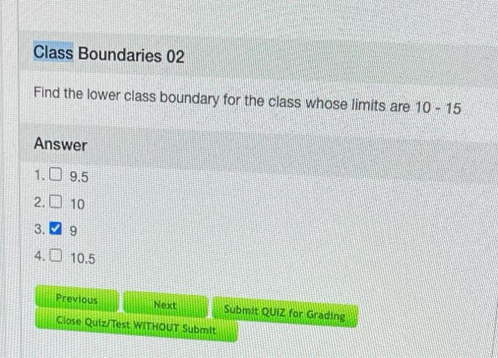 Solved Find the lower class boundary for the class whose | Chegg.com