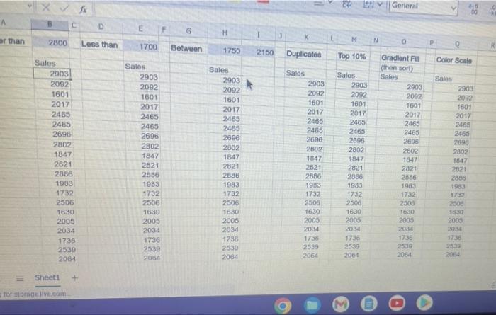 Solved X Open spreadsheet Greater Than Apply conditional | Chegg.com