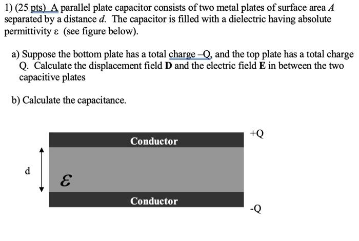 Solved 1) (25pts)A parallel plate capacitor consists of two | Chegg.com