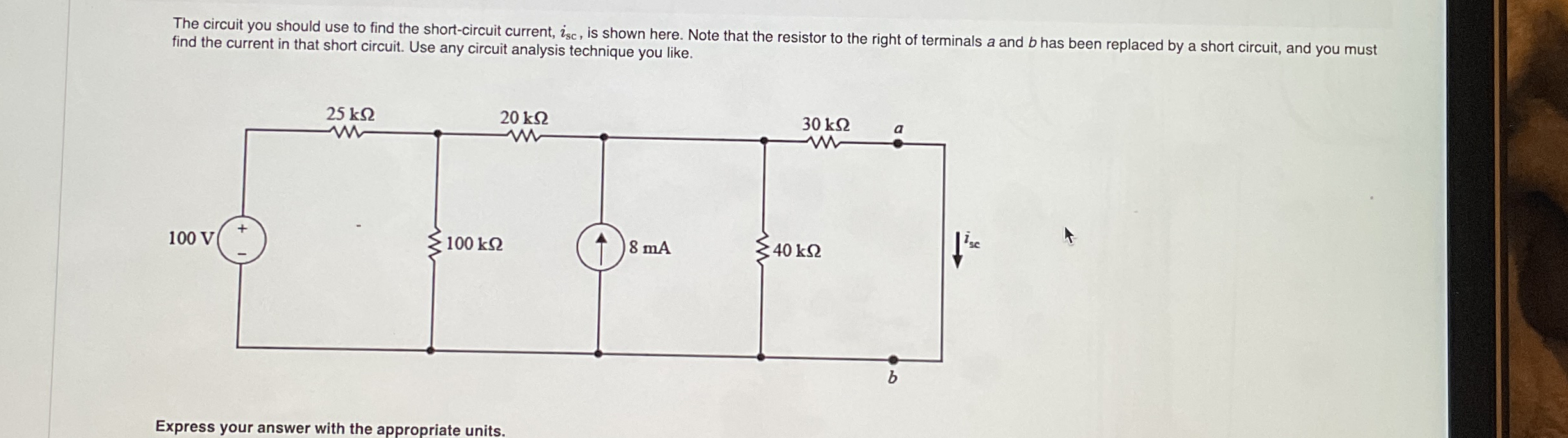 Solved The circuit you should use to find the short-circuit | Chegg.com