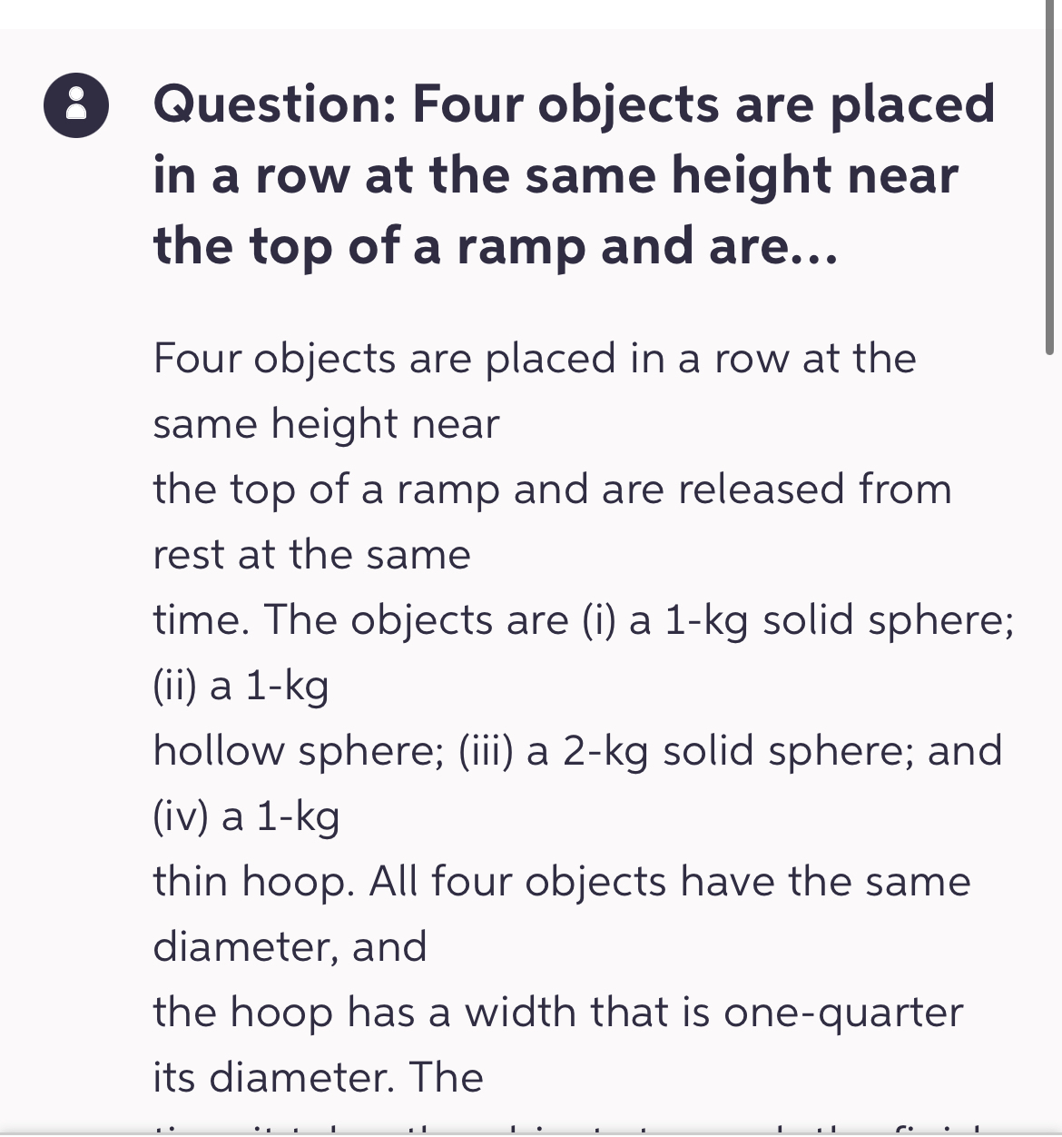 Solved (8) ﻿Question: Four objects are placed in a row at | Chegg.com
