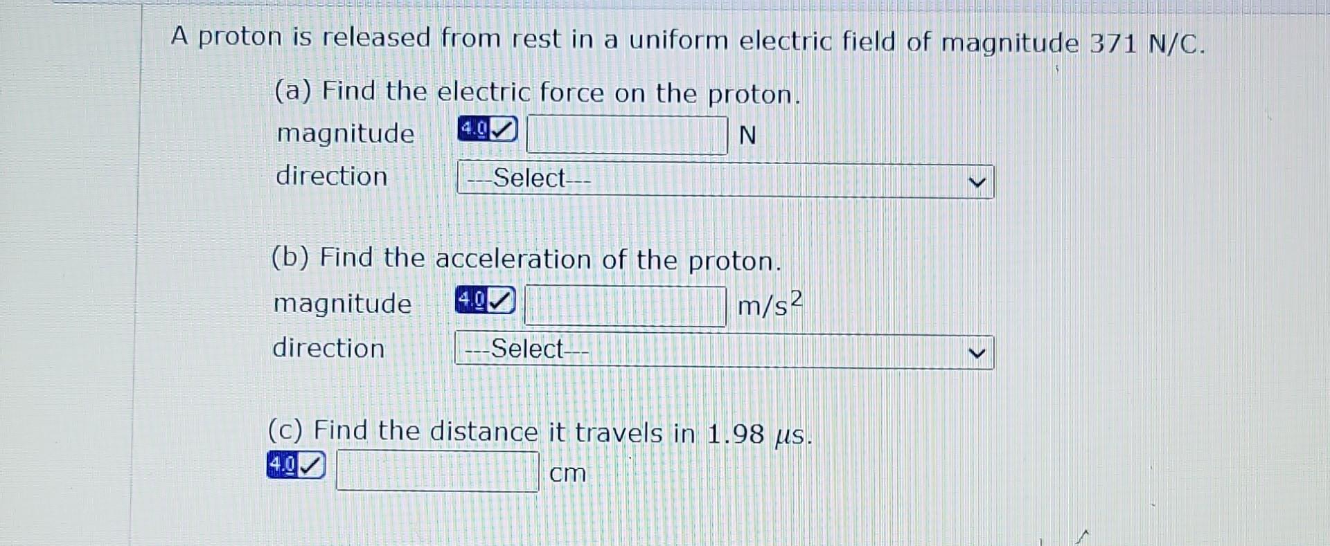 Solved proton is released from rest in a uniform electric | Chegg.com